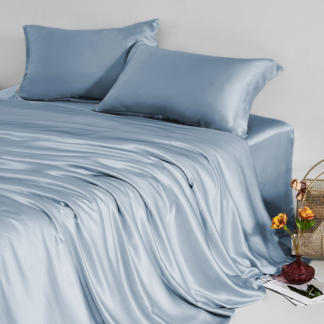 Silk Bedding Set, Serenity Blue – Muraki Home